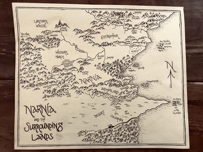 Map of Narnia and the Surrounding Lands: Aged Handmade Hand | Etsy