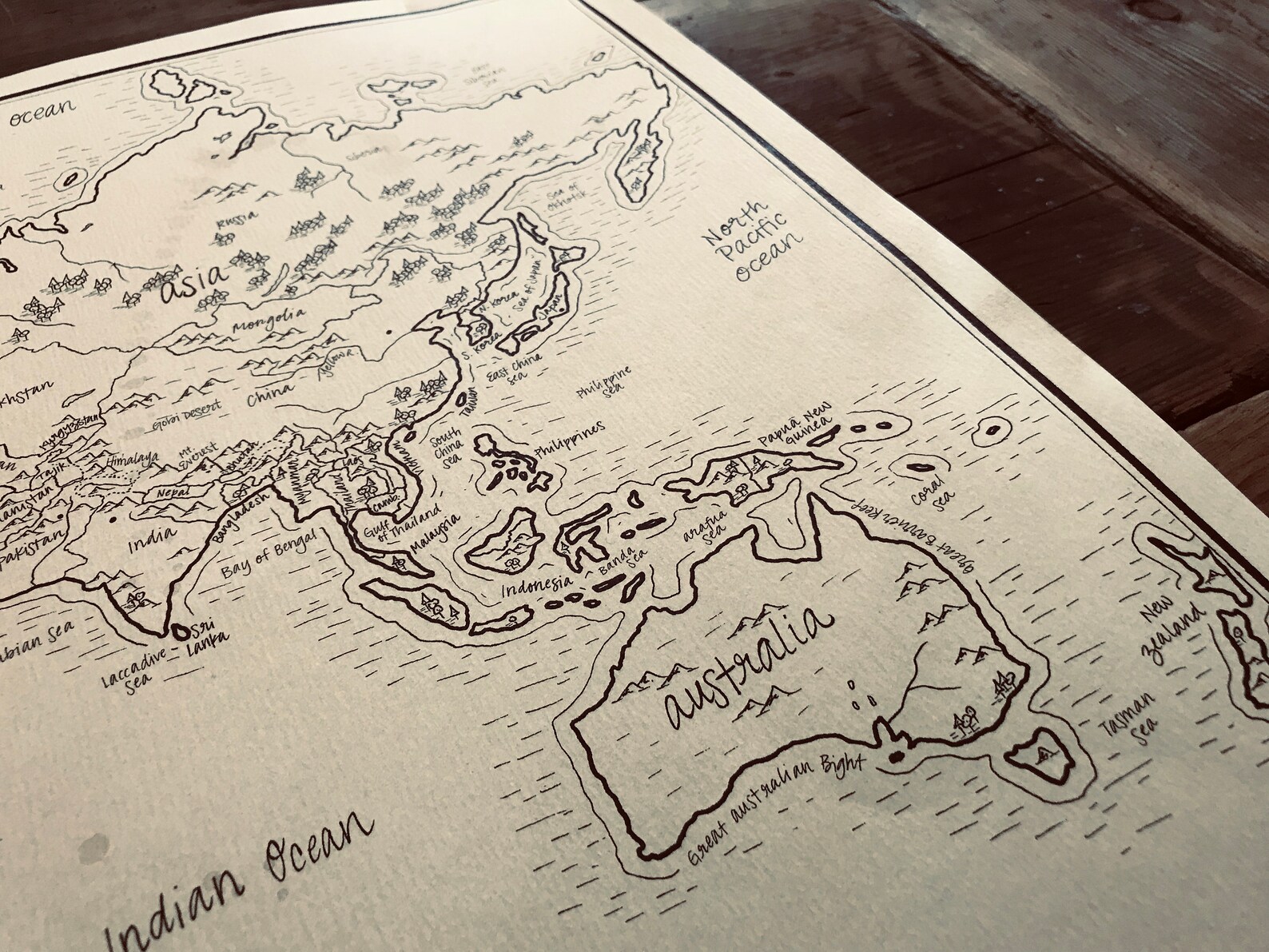 World Map: Aged Handmade Hand Drawn Gifts - Etsy