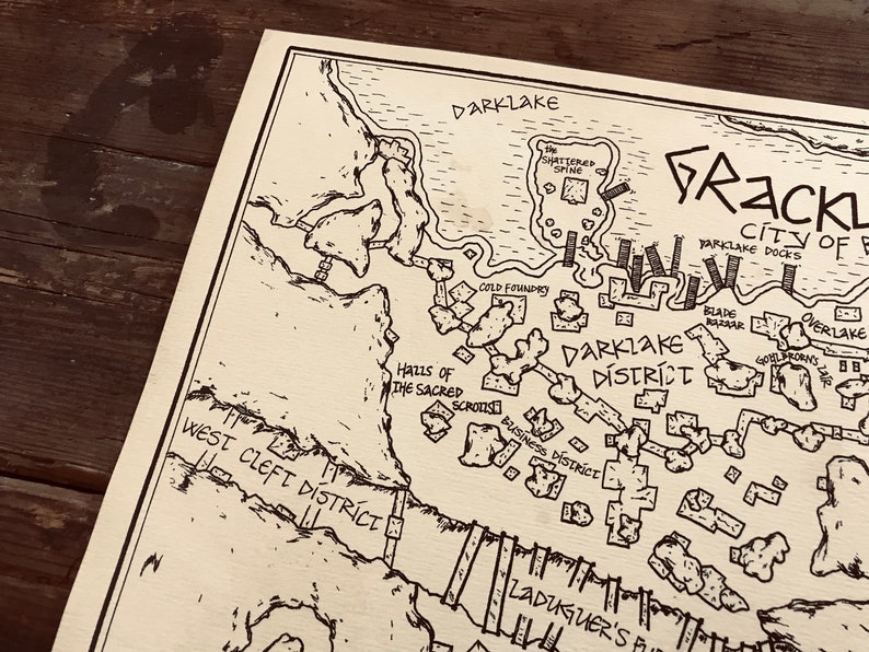 D&D Map of Gracklstugh: Aged Handmade Hand Drawn Authentic - Etsy Ireland