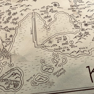 Pokemon Map of Kanto: Aged, Handmade, Hand Drawn, Authentic Gift ...