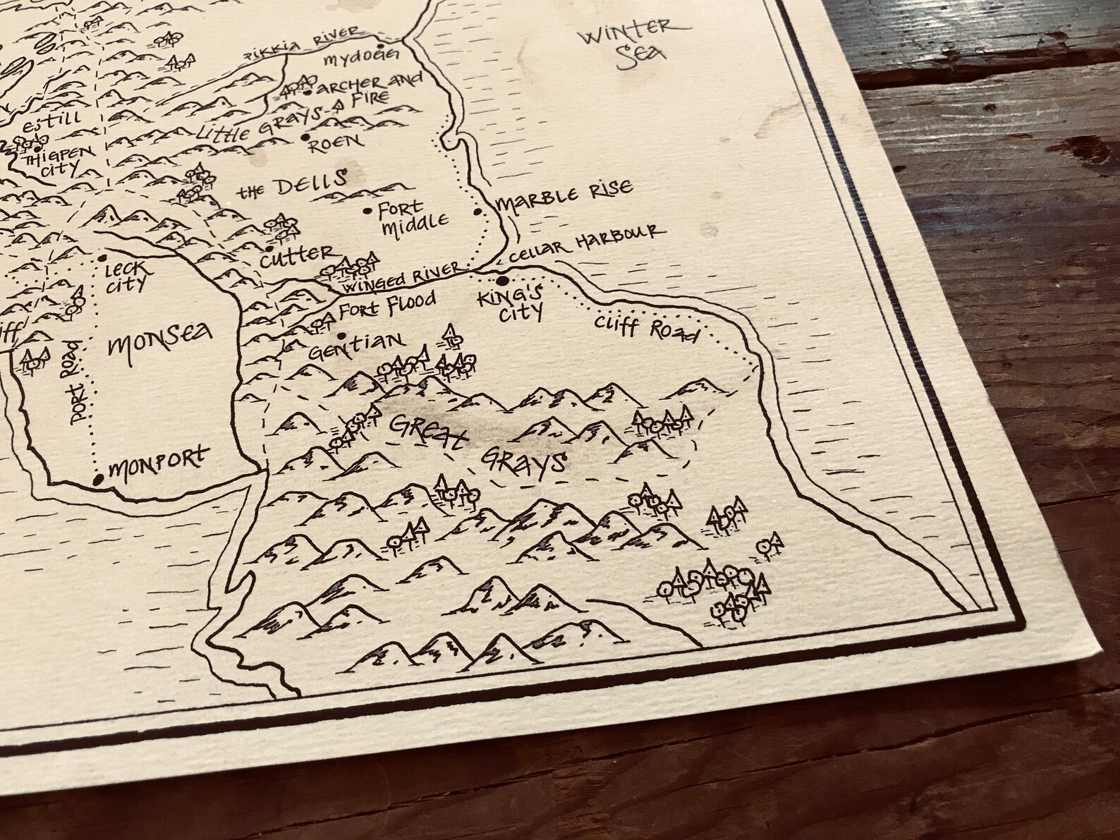 Map the Graceling World: Aged Handmade Hand Drawn Authentic | Etsy