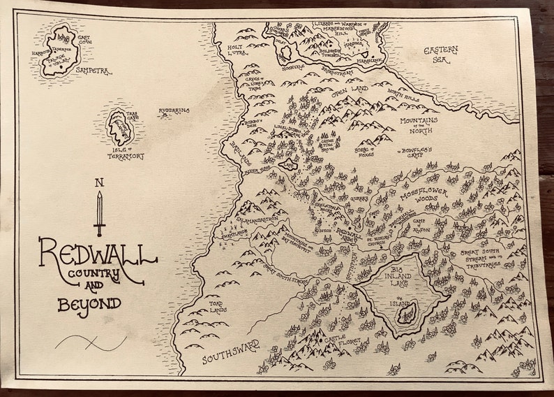 Map of Redwall: Aged Handmade Hand Drawn Authentic Gift - Etsy Sweden