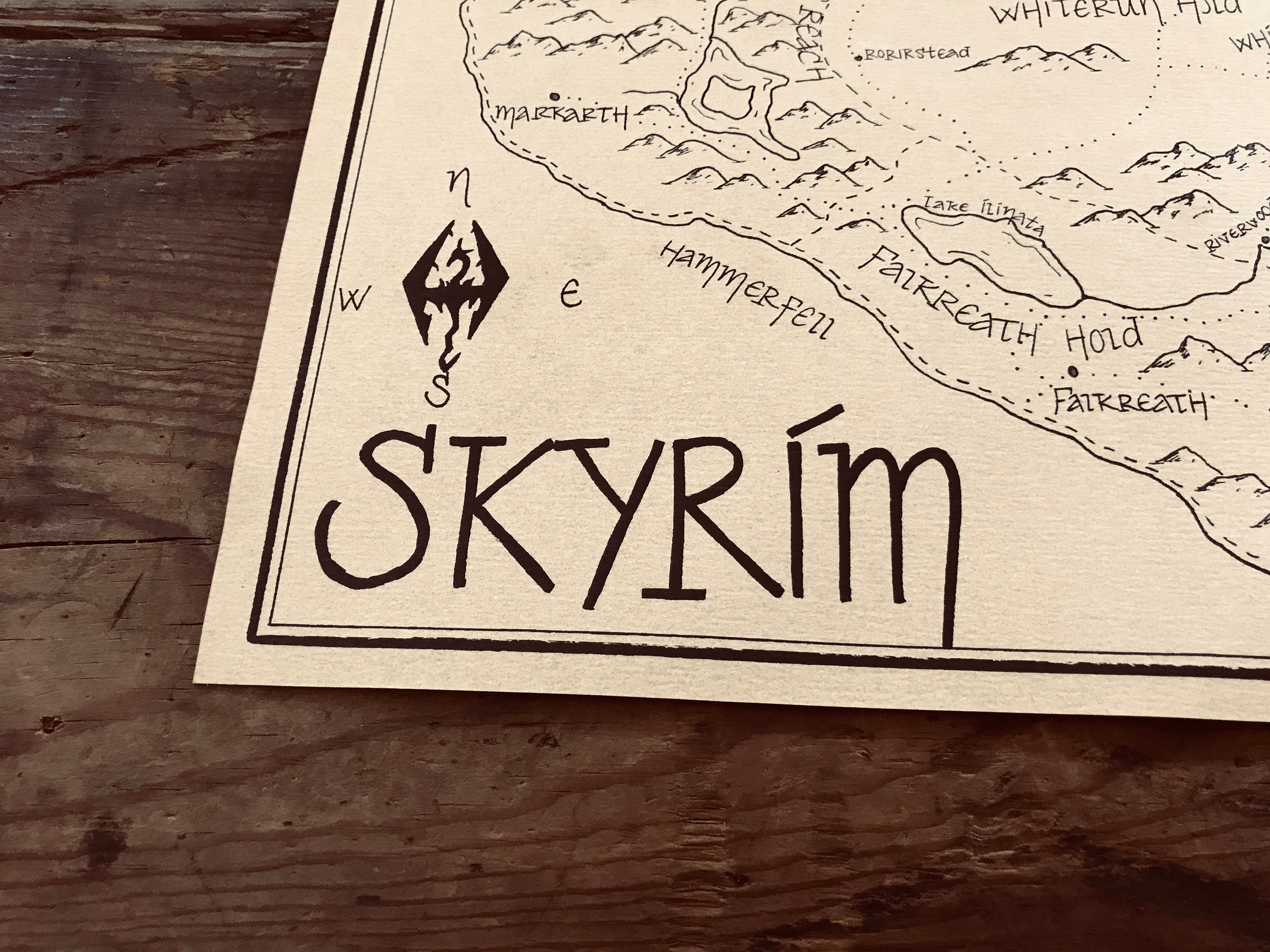 Map of Skyrim: Aged Handmade Hand Drawn Authentic Gift | Etsy Canada