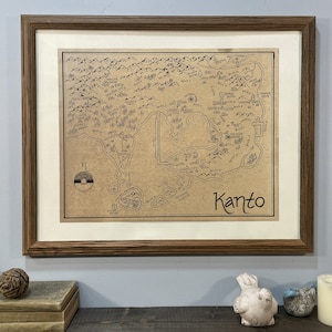 Pokemon Map of Kanto: Aged, Handmade, Hand Drawn, Authentic Gift ...
