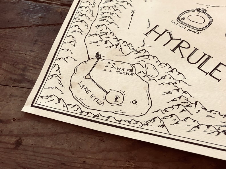 Map of Hyrule: Aged Handmade Hand Drawn Authentic Gift | Etsy