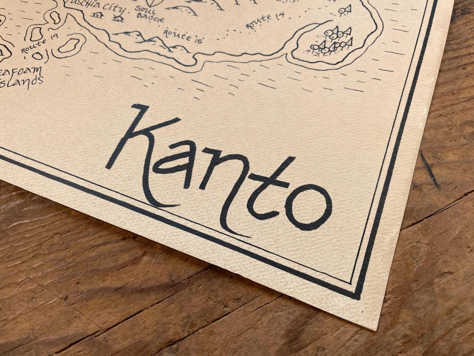 Pokemon Map of Kanto: Aged, Handmade, Hand Drawn, Authentic Gift ...