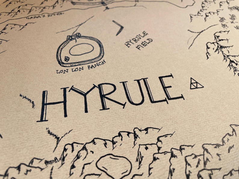 Map of Hyrule: Aged, Handmade, Hand Drawn, Authentic Gift, Fantasy Art ...