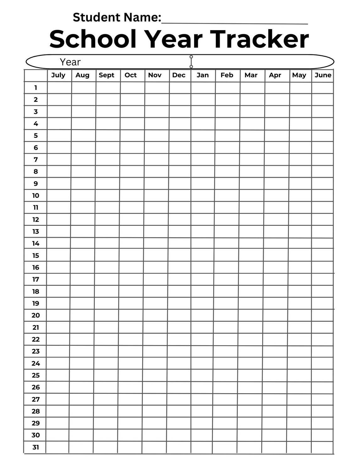 Homeschool School Year Tracker Printable PDF - Daily School Schedules ...