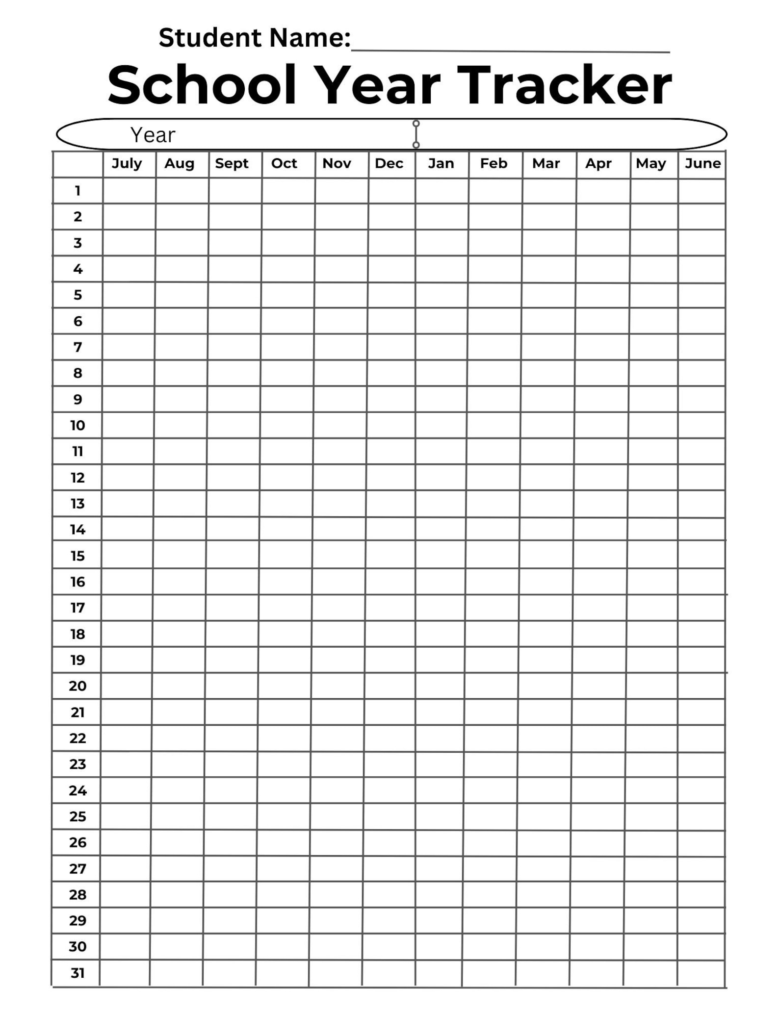 Homeschool School Year Tracker Printable PDF - Daily School Schedules ...