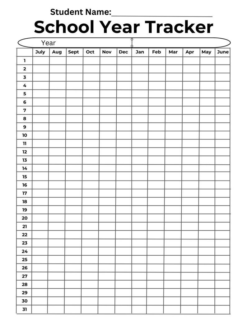 Homeschool School Year Tracker Printable PDF - Daily School Schedules ...