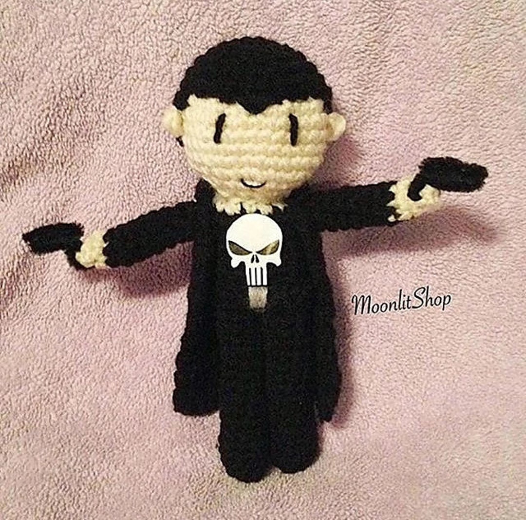 The Punisher Inspired Crochet Frank Castle Amigurumi Plush Doll English ...