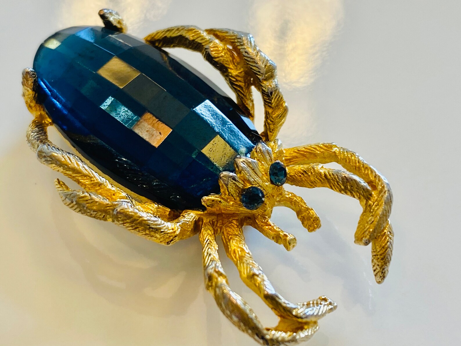 Alice Caviness Vintage Signed Sapphire Blue Rhinestone Spider Insect ...
