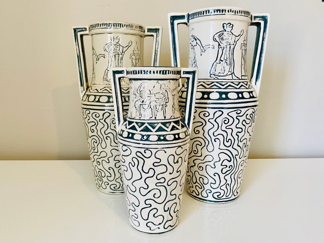 Red Wing Vintage Grecian Art Pottery Vase #159 Set of 3 - Etsy
