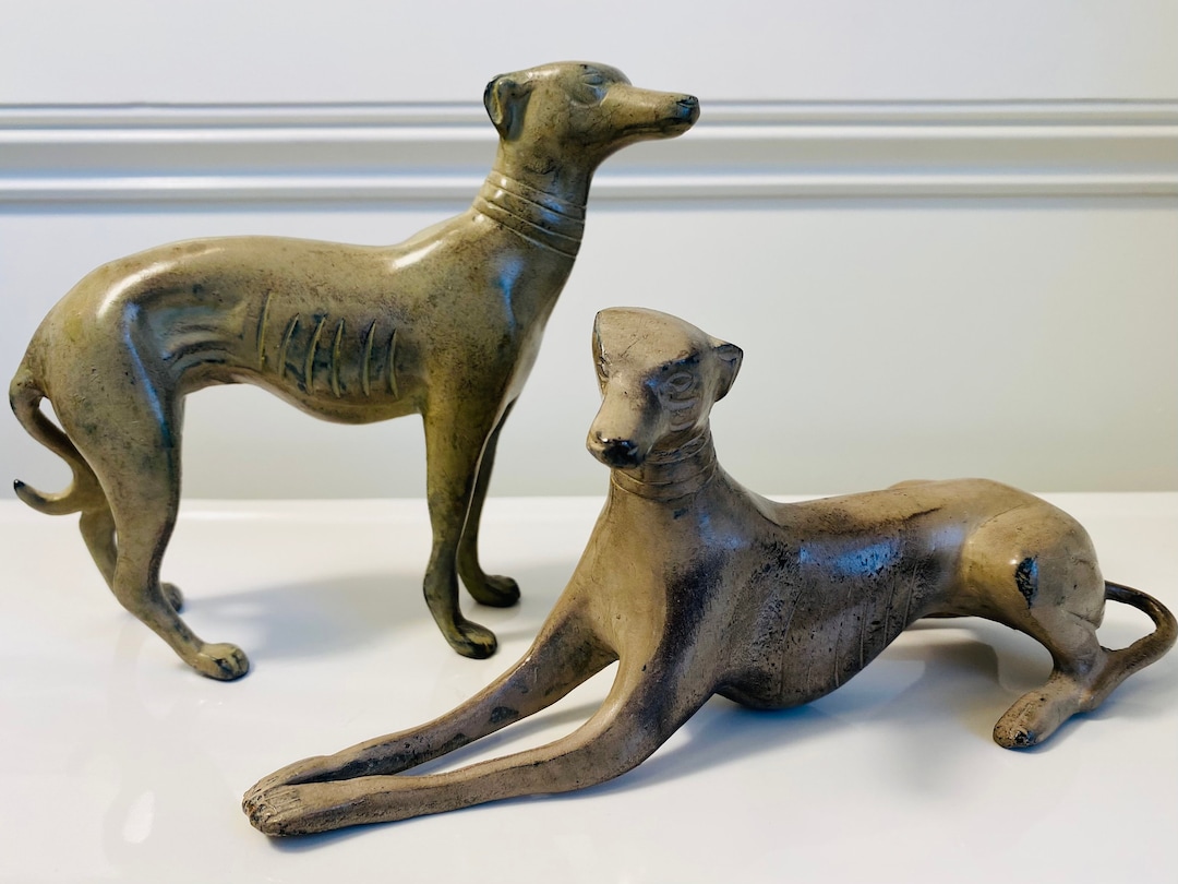Vintage Pair Solid Metal Greyhound Whippet Dog Figures - Etsy