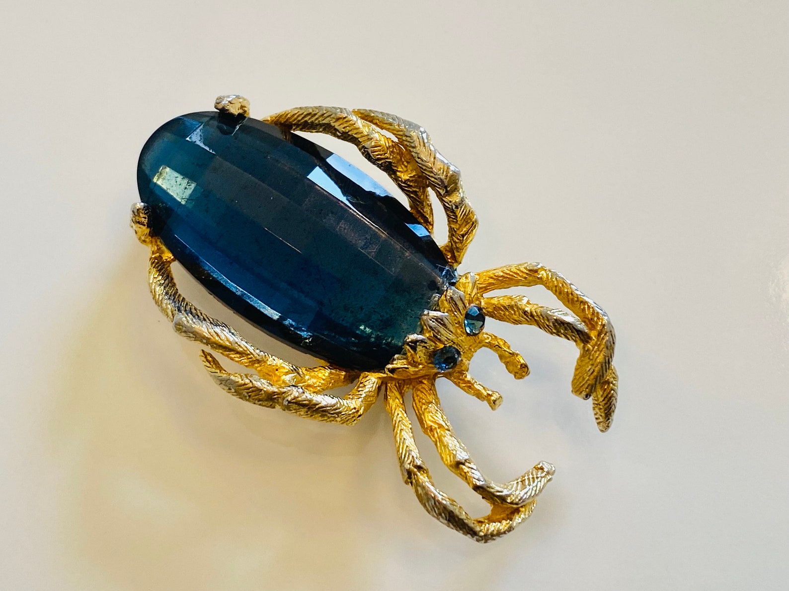 Alice Caviness Vintage Signed Sapphire Blue Rhinestone Spider Insect ...