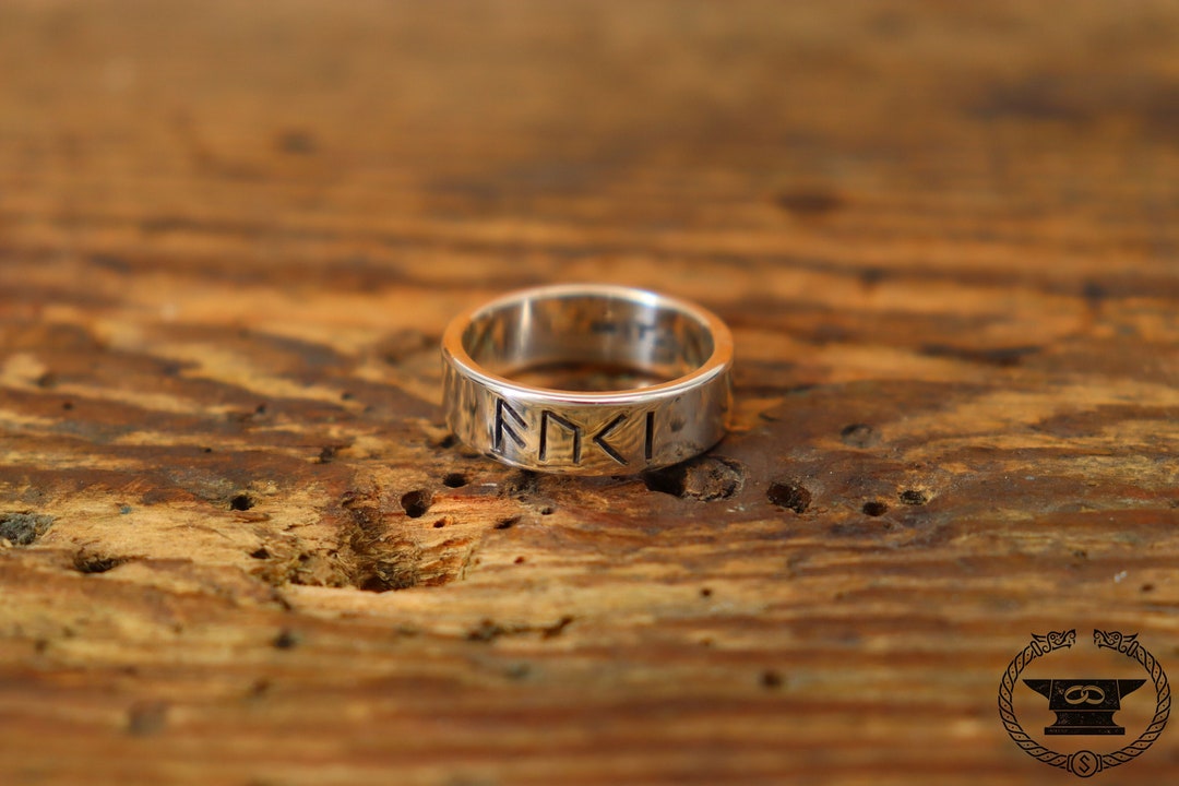 Viking Ring Runes Medieval Magic Sterling Silver - Etsy