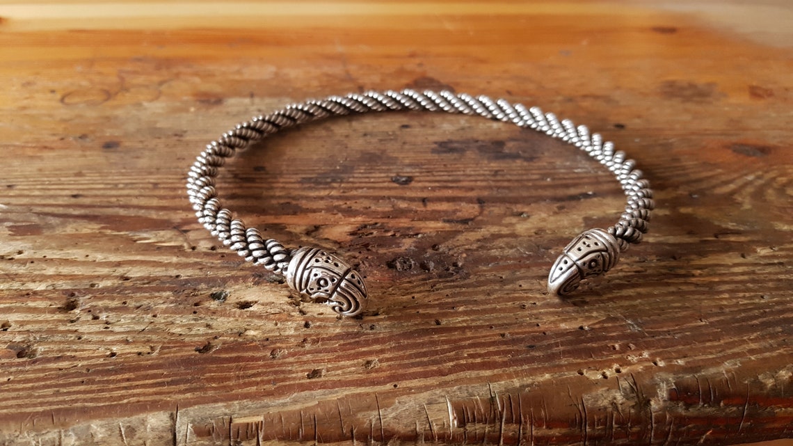 Viking Torc Sterling Silver Brass Bronze Raven Head Valraven - Etsy