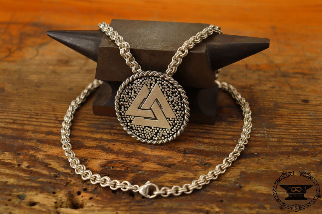 Viking Pendant Amulet Sterling Silver Valknut - Etsy