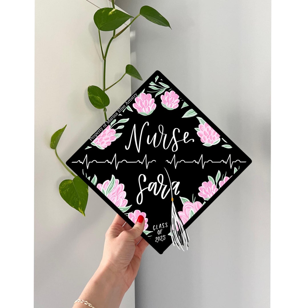 Nurse Grad Cap, Cardiac Nurse, Custom Graduation Cap, Graduation Cap ...