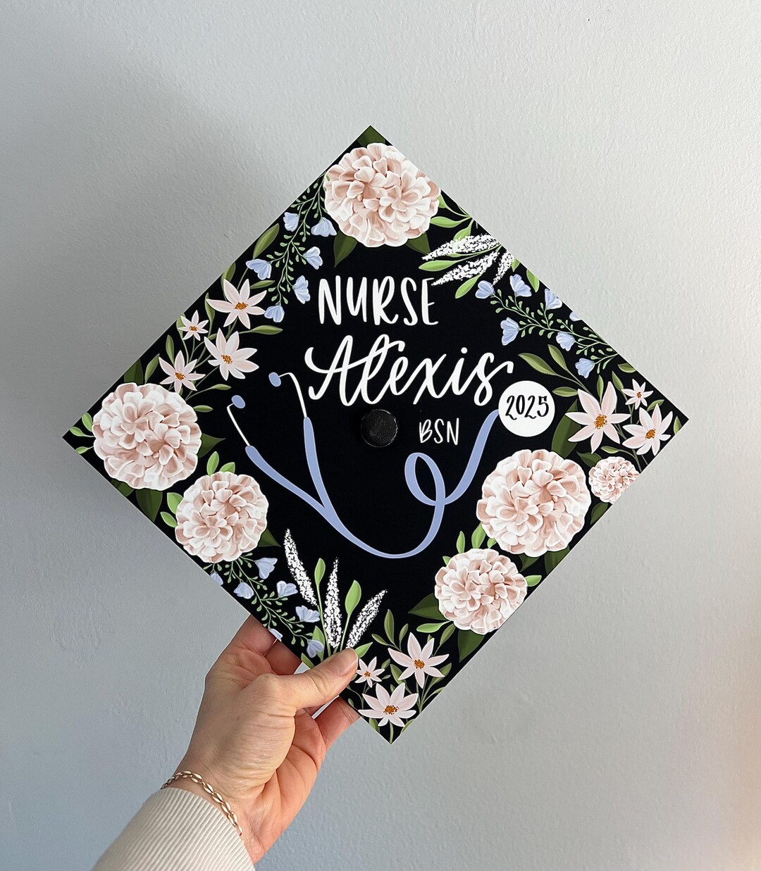 Nurse Graduation Cap, Nurse Grad Cap, Cap Topper Nurse, RN Grad Cap ...