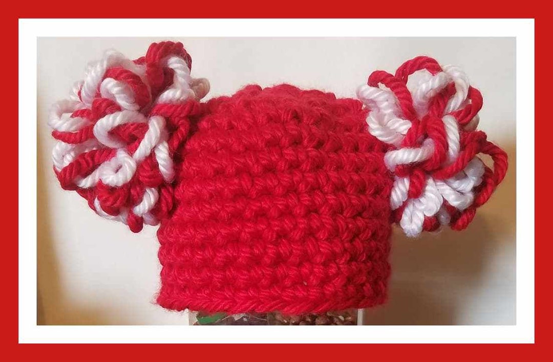 Red & White Baby Hat, Baby Beanie, Baby Cap, Loopy Pom Pom Hat, Baby ...
