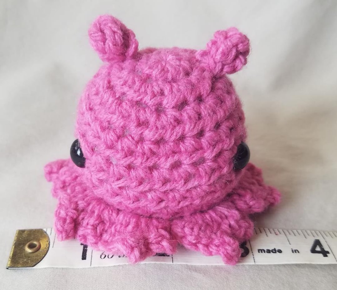 Tiny Pink Dumbo Octopus Plushie, Soft Sculpture, Amigurumi, 3.5 Inches ...