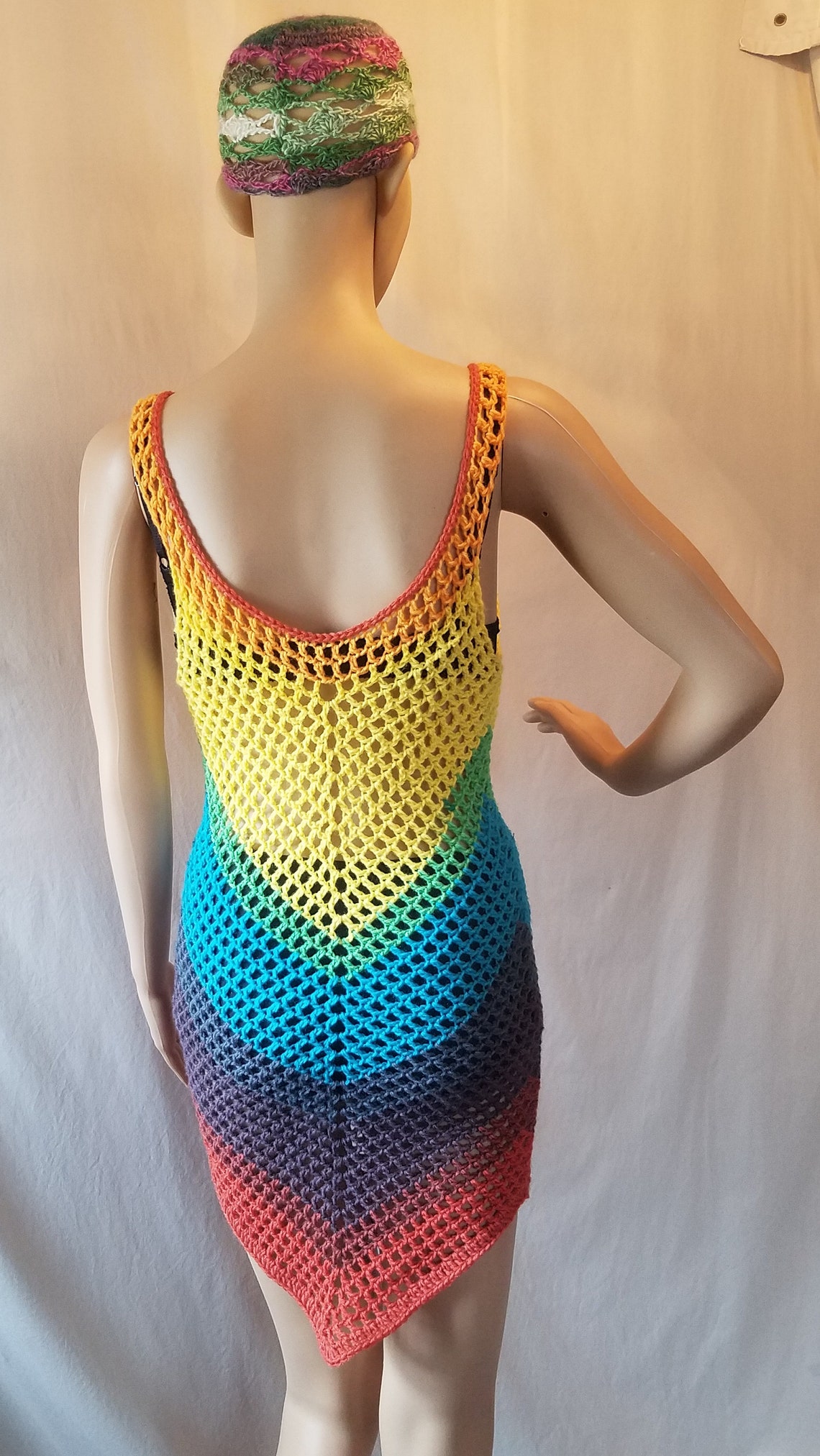 Chevron Tank Dress Mesh Swimsuit Beach Cover Up, Beachcomber Beachwear ...