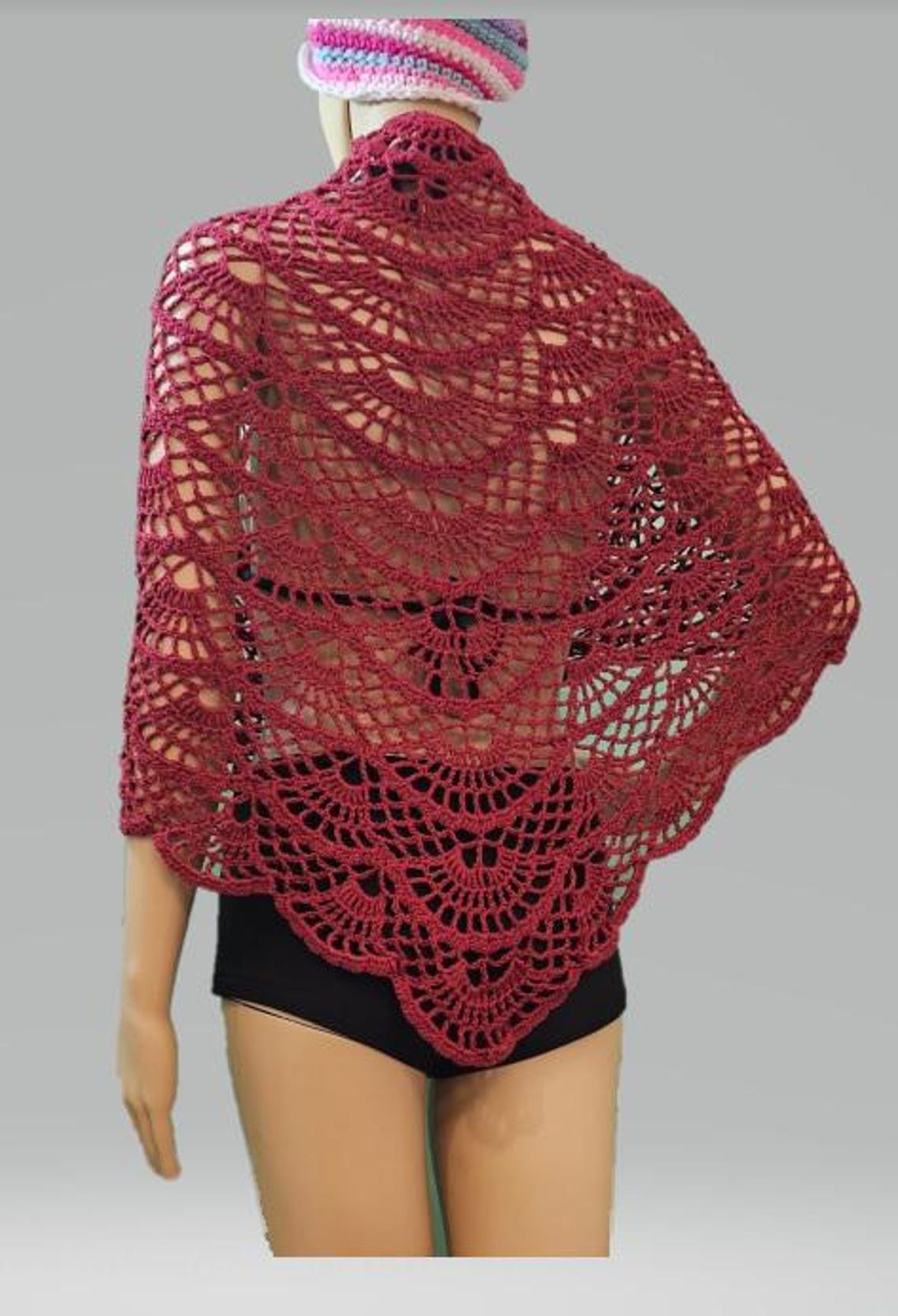 Crochet Butterfly Shawl: Red Shiny Viscose Wedding Wrap - Etsy