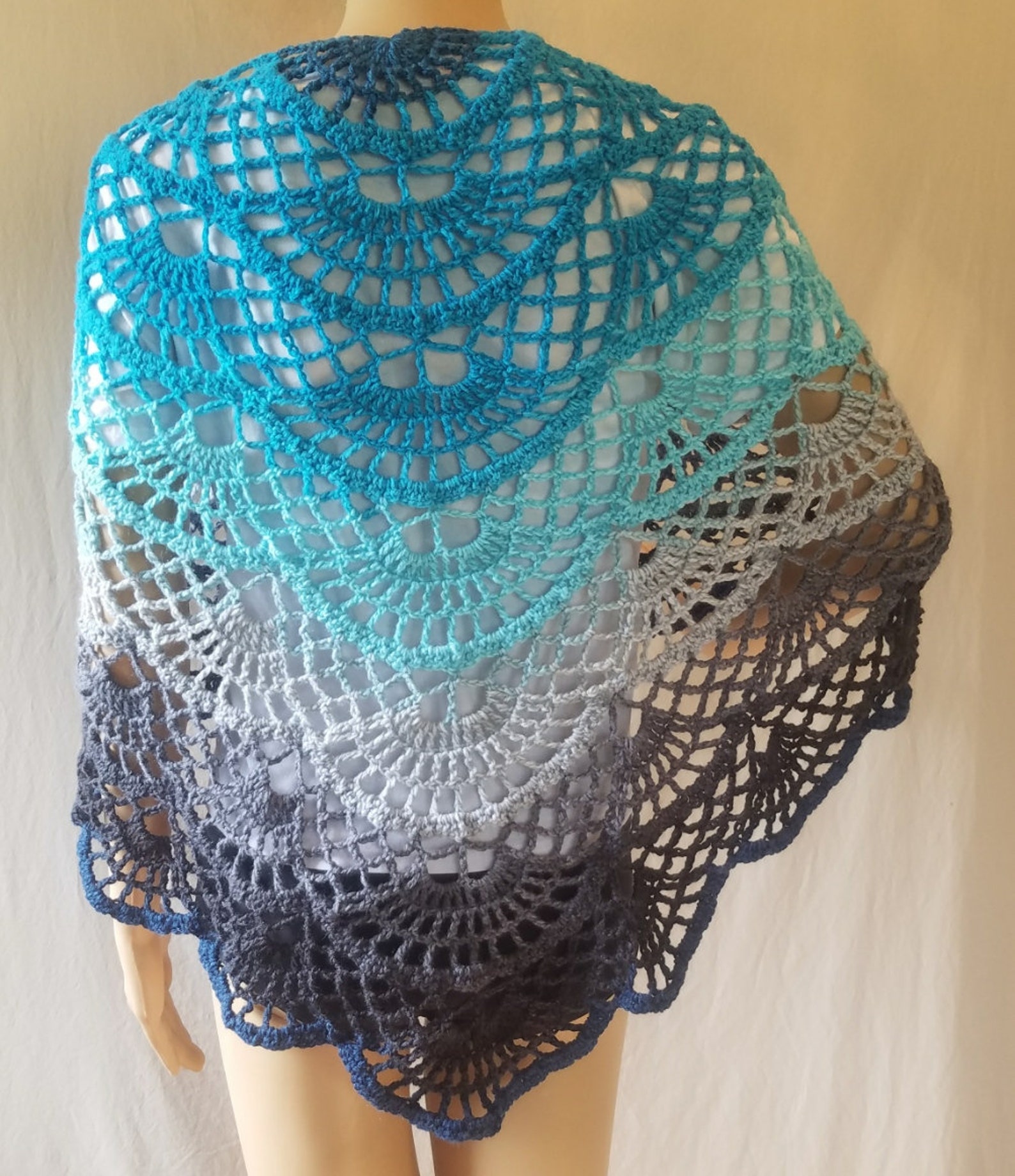 Crochet Butterfly Shawl, Wedding Wrap, Lace Shawl, Triangle Sarong ...