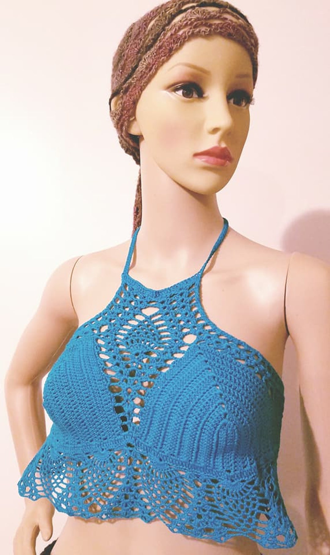 Crop Top Halter Top Crochet Cotton Festival Top Beach Top Bralette Beachwear Summer Wear ...