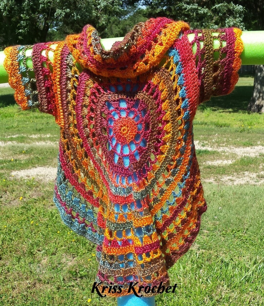 Girls Light Spring Circle Jacket Crochet Hippie Boho Sweater in Sunrise ...