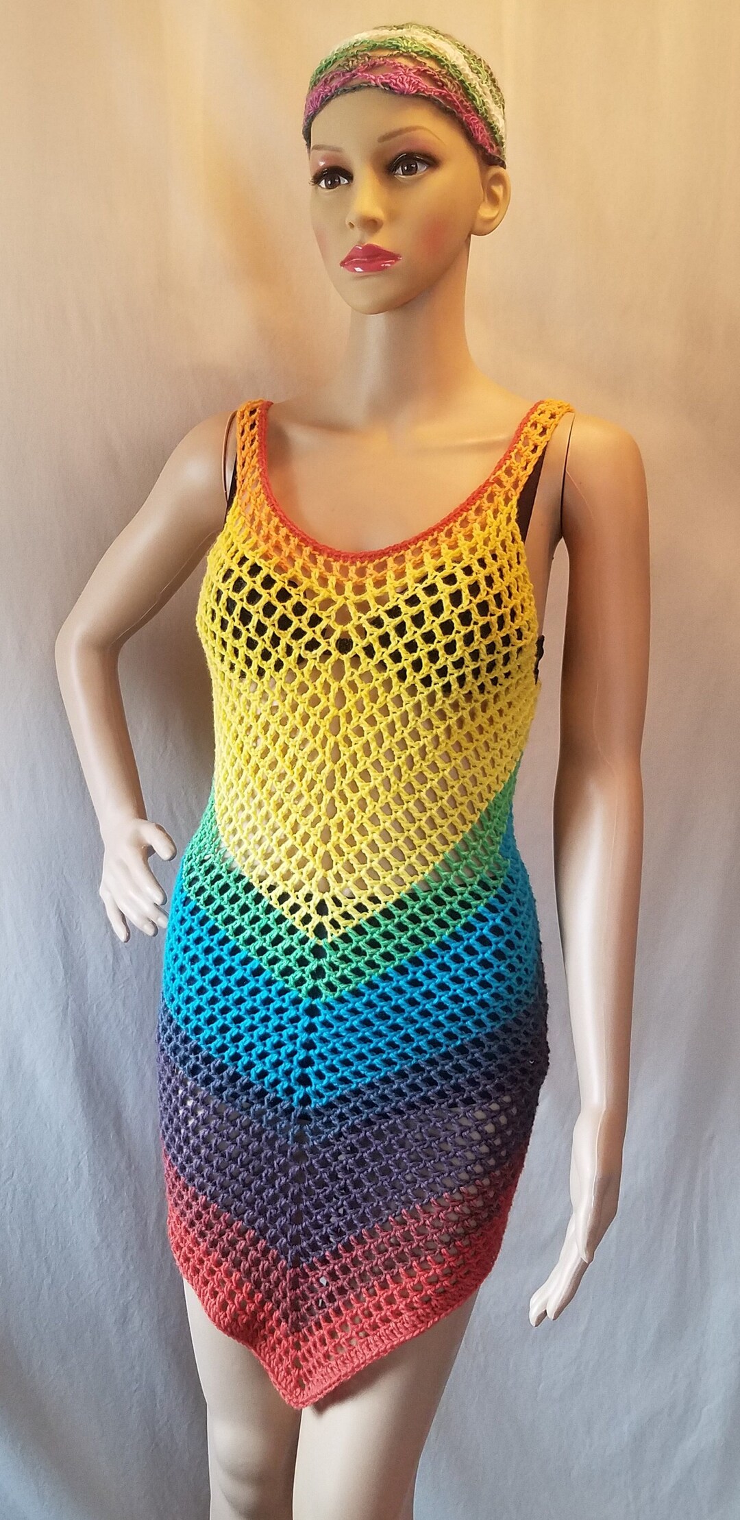 Chevron Tank Dress Mesh Swimsuit Beach Cover Up, Beachcomber Beachwear ...