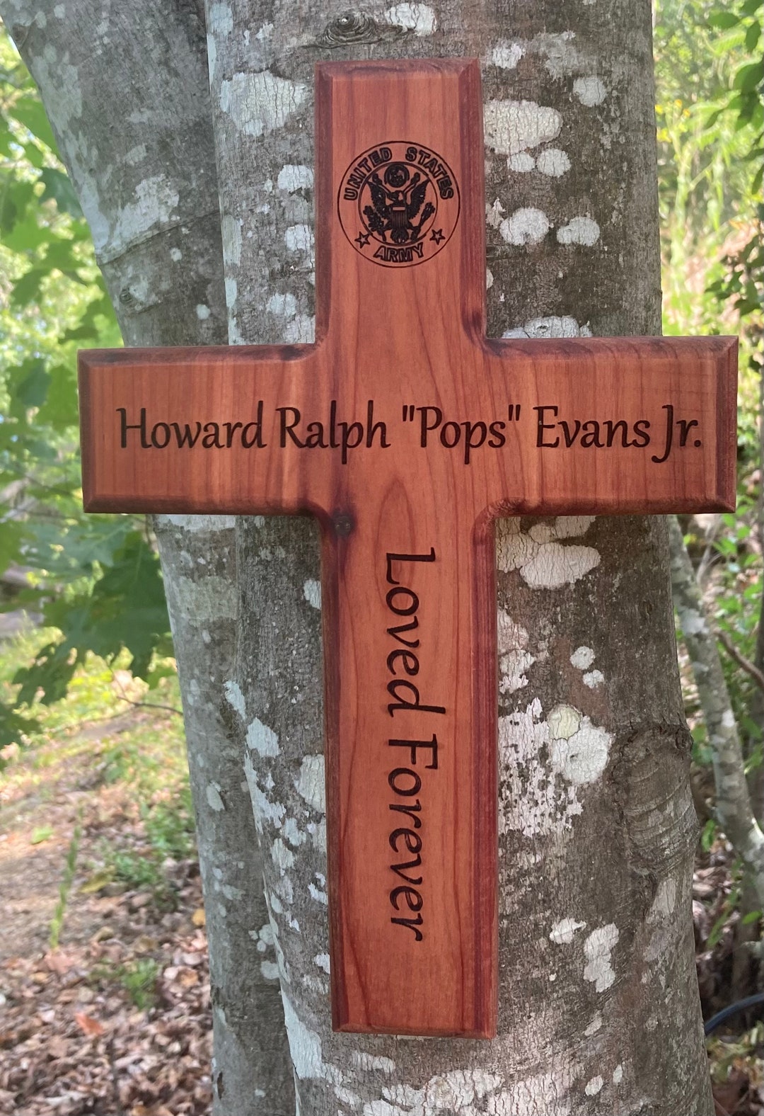 Memorial Cross Outdoor Memorial Tree Marker. Wooden Cross 8" Wide X 11 ...