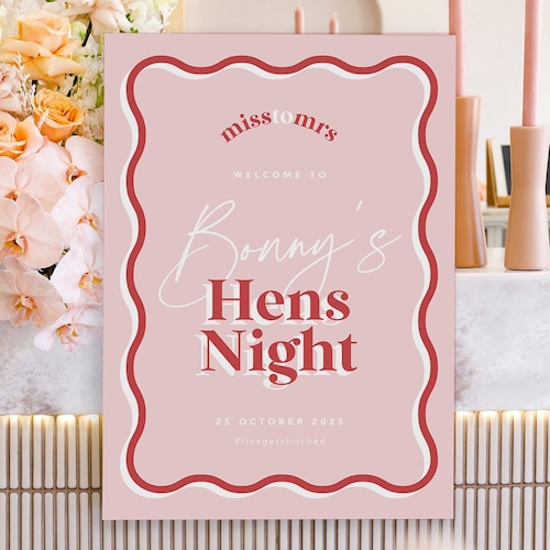 ANGEL Orange Pink Hens Party Welcome Sign Template Printable - Etsy ...