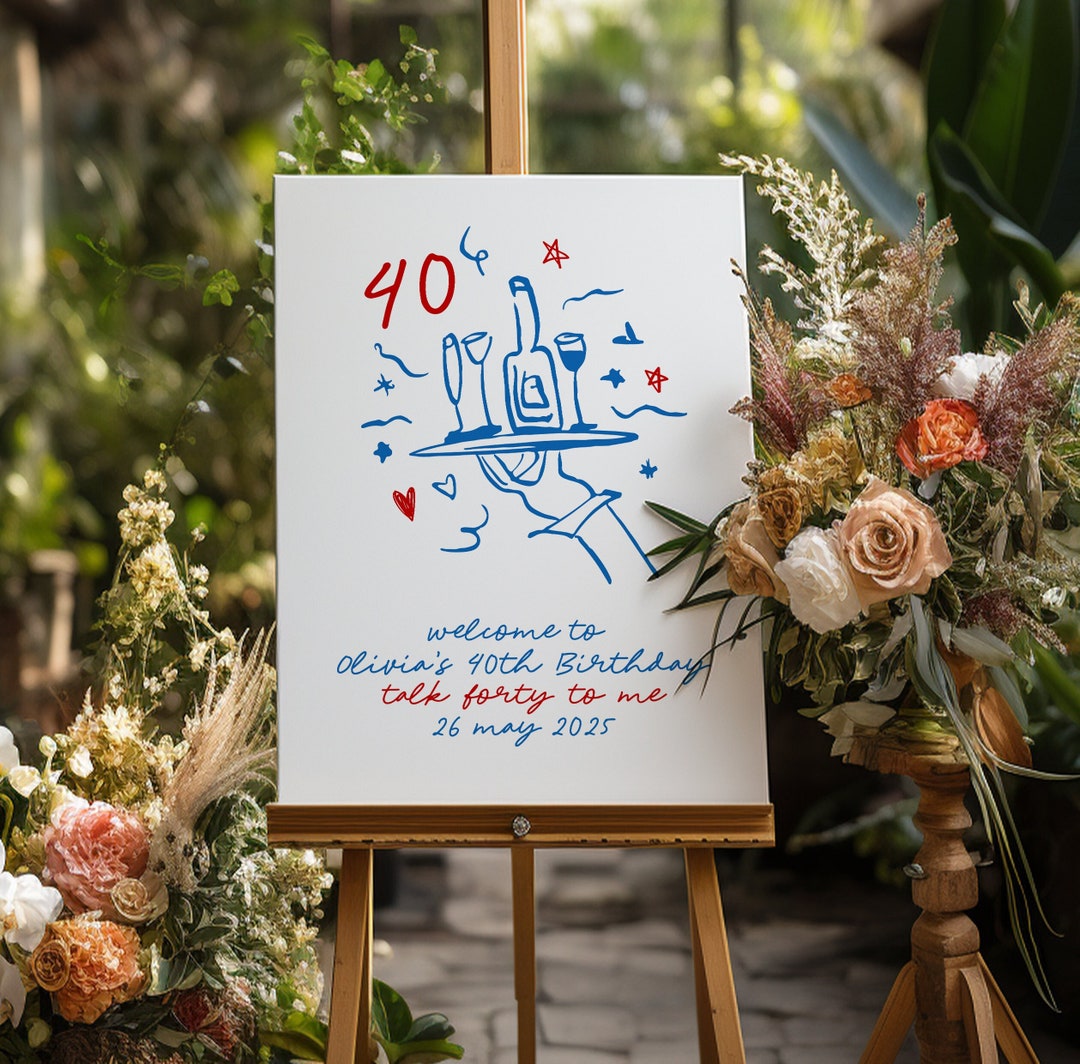 CLARA Fun Modern 40th Birthday Welcome Sign Template, Illustration ...