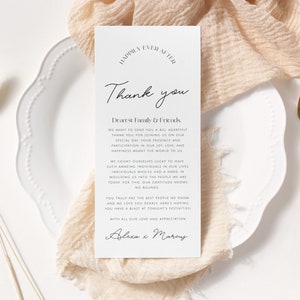DAZZLE Modern Thank You Letter Menu Template, Wedding Napkin Note ...