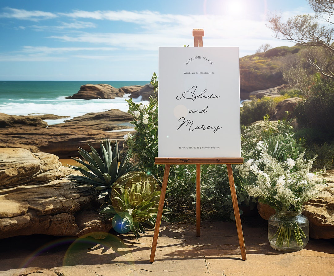 DAZZLE Modern Wedding Welcome Sign, Welcome Wedding Sign, Script ...