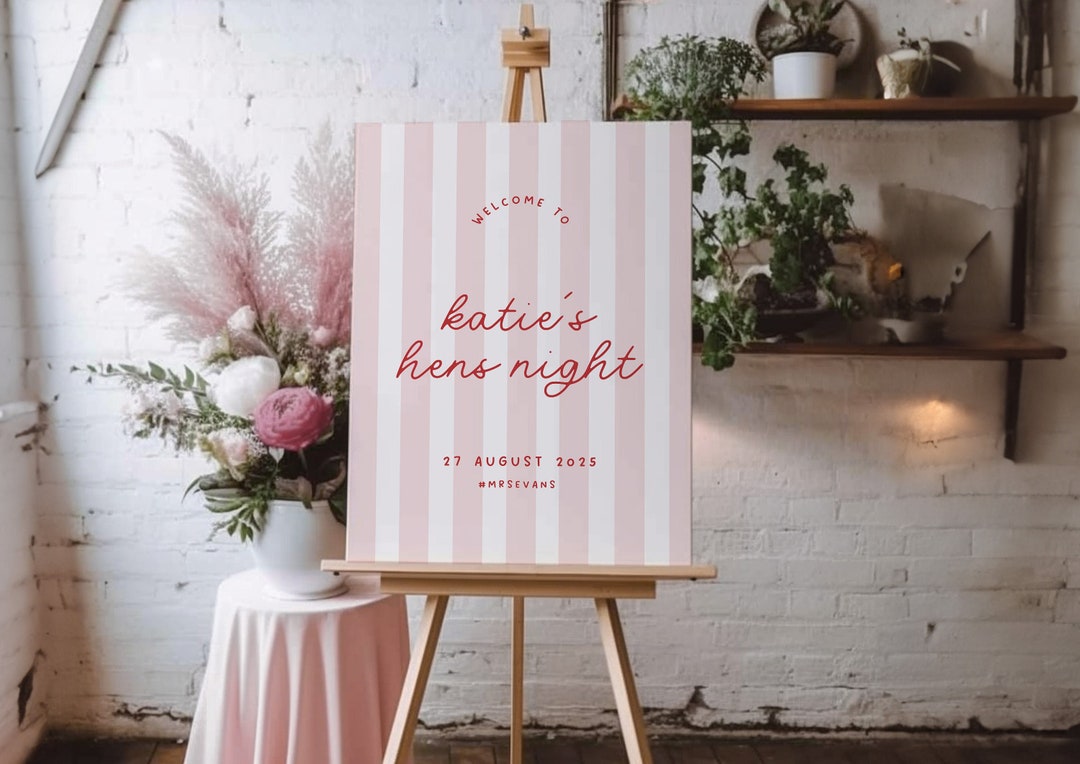 MINNIE Pink Retro Hens Night Welcome Sign Template Download, Birthday ...