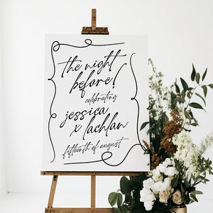 AYLA Script Wedding Rehearsal Dinner Welcome Sign, the Night Before ...