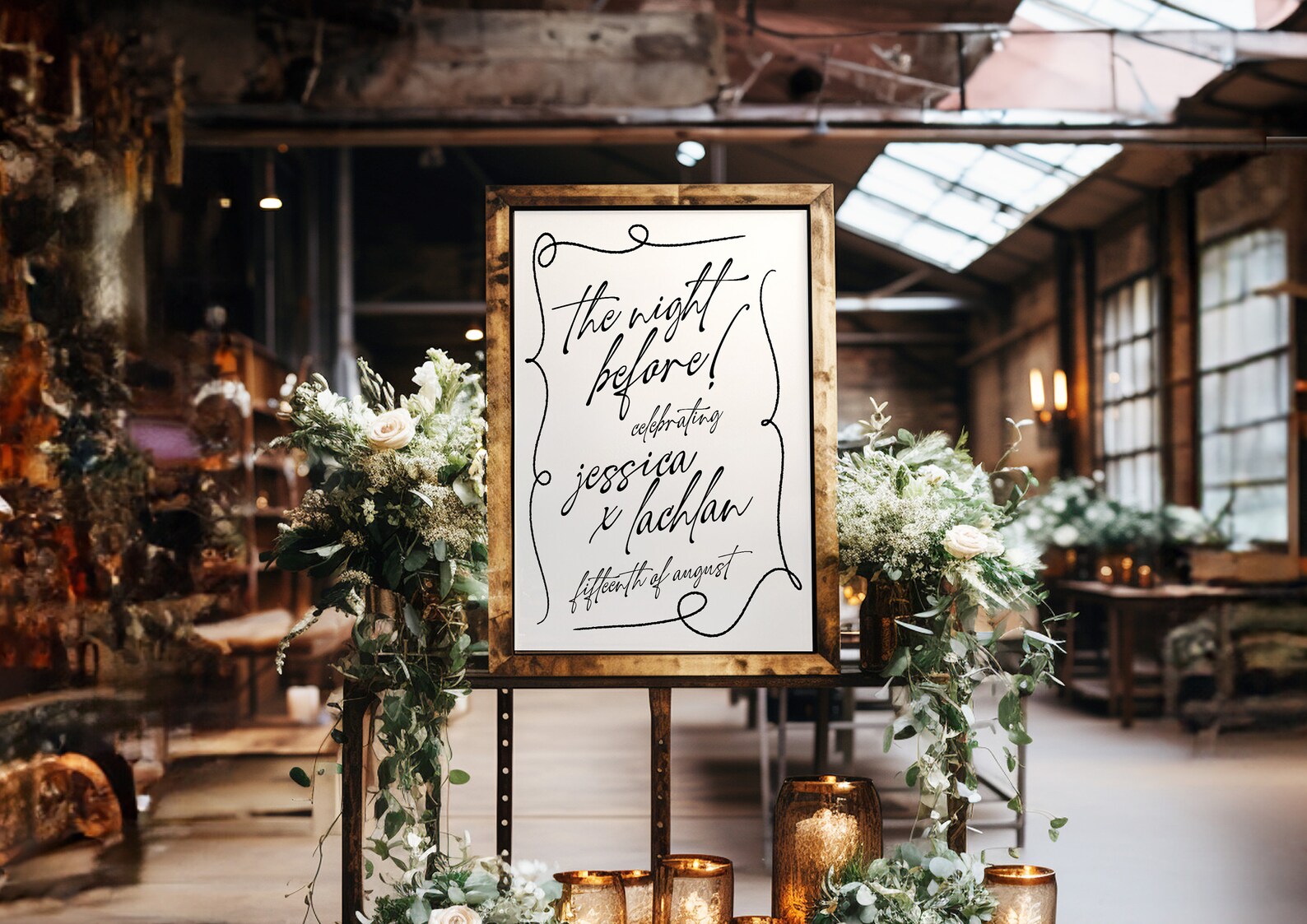 AYLA Script Wedding Rehearsal Dinner Welcome Sign, the Night Before ...