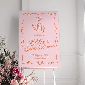 GEORGIE Modern Pink Bridal Shower Welcome Sign Template, Illustration ...
