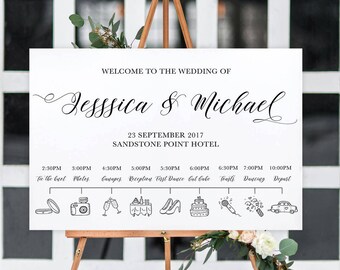 Custom Acrylic Wedding Timeline Sign / handlettered