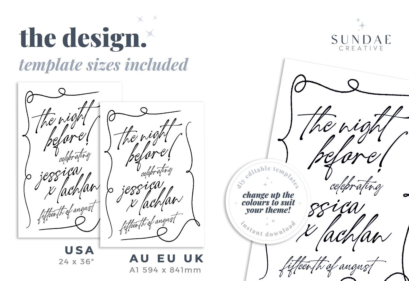 AYLA Script Wedding Rehearsal Dinner Welcome Sign, the Night Before ...