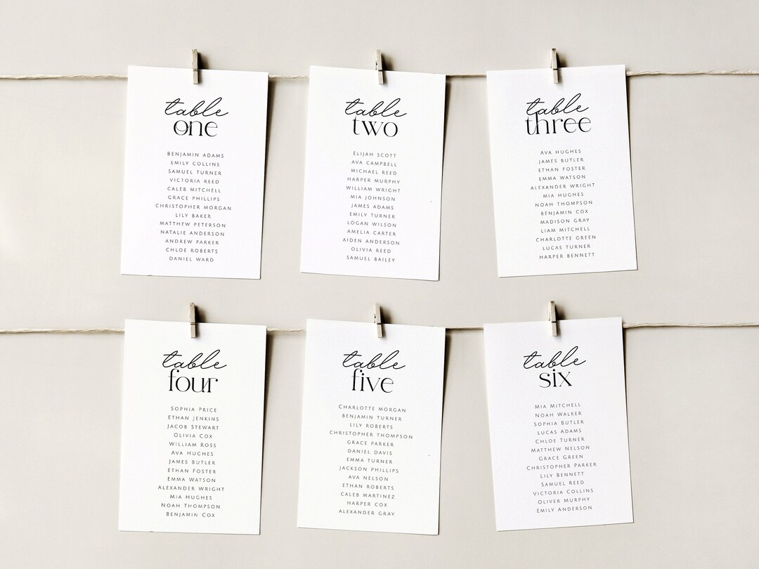 DAZZLE Seating Chart Cards, Modern Wedding Table Seating Chart ...
