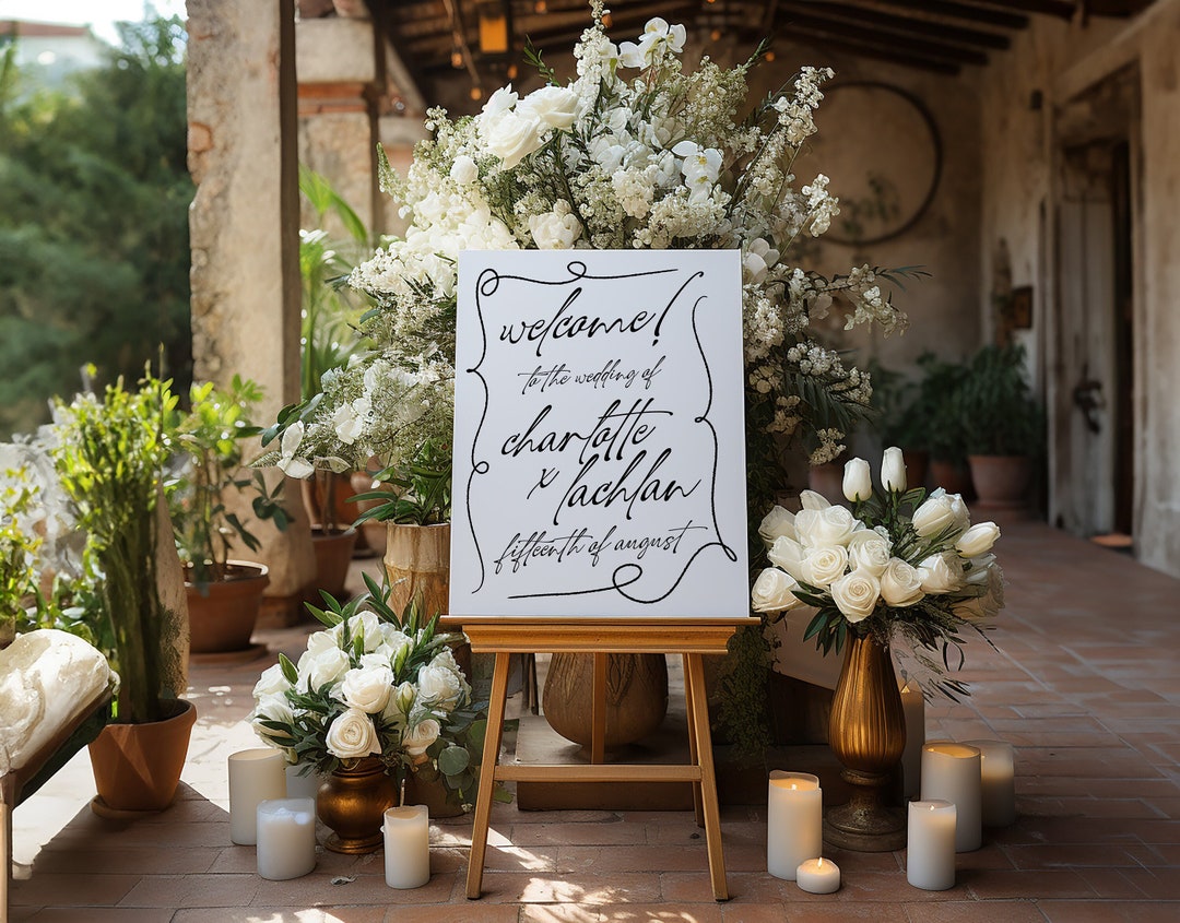 AYLA Minimalist Wedding Welcome Sign, Welcome Wedding Sign, Script ...
