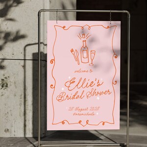 GEORGIE Modern Pink Bridal Shower Welcome Sign Template, Illustration ...
