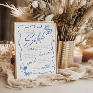 VINO Hand Drawn Editable Wedding Drinks Bar Sign Template, Hand Drawn ...