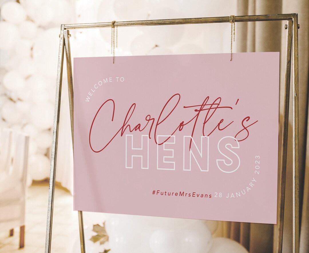 BRODY Modern Pink Hens Welcome Sign Printable Hens Weekend - Etsy