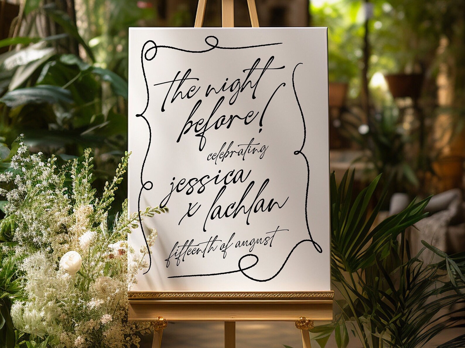 AYLA Script Wedding Rehearsal Dinner Welcome Sign, the Night Before ...