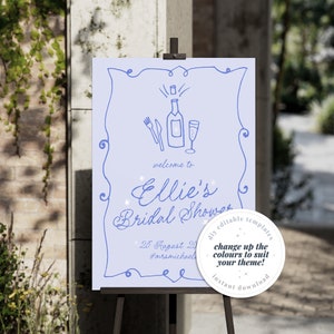 GEORGIE Modern Pink Bridal Shower Welcome Sign Template, Illustration ...
